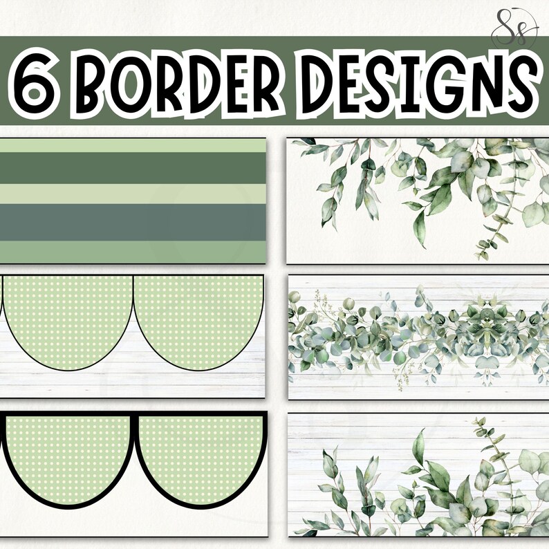 Eucalyptus Bulletin Board Borders Digital Download Printable Borders ...