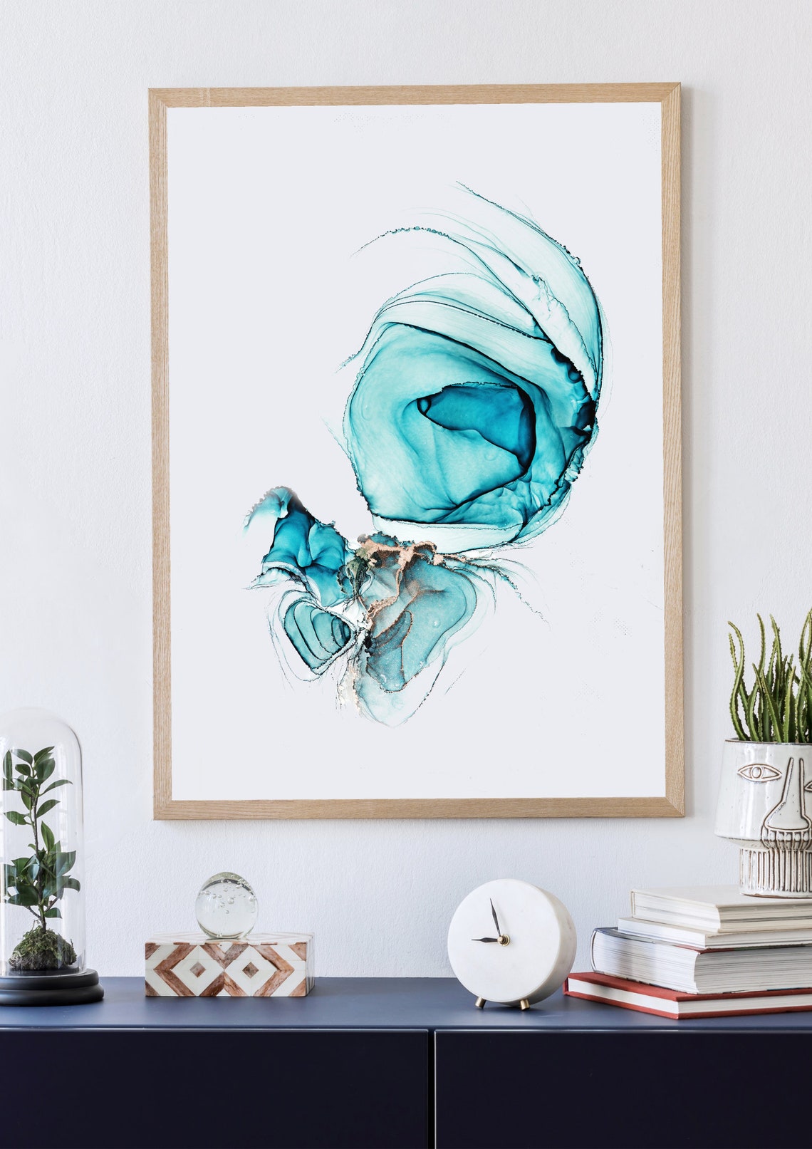 Vibrant Blue Smoke Effect Art Print - Abstract Home Décor Guaranteed to ...