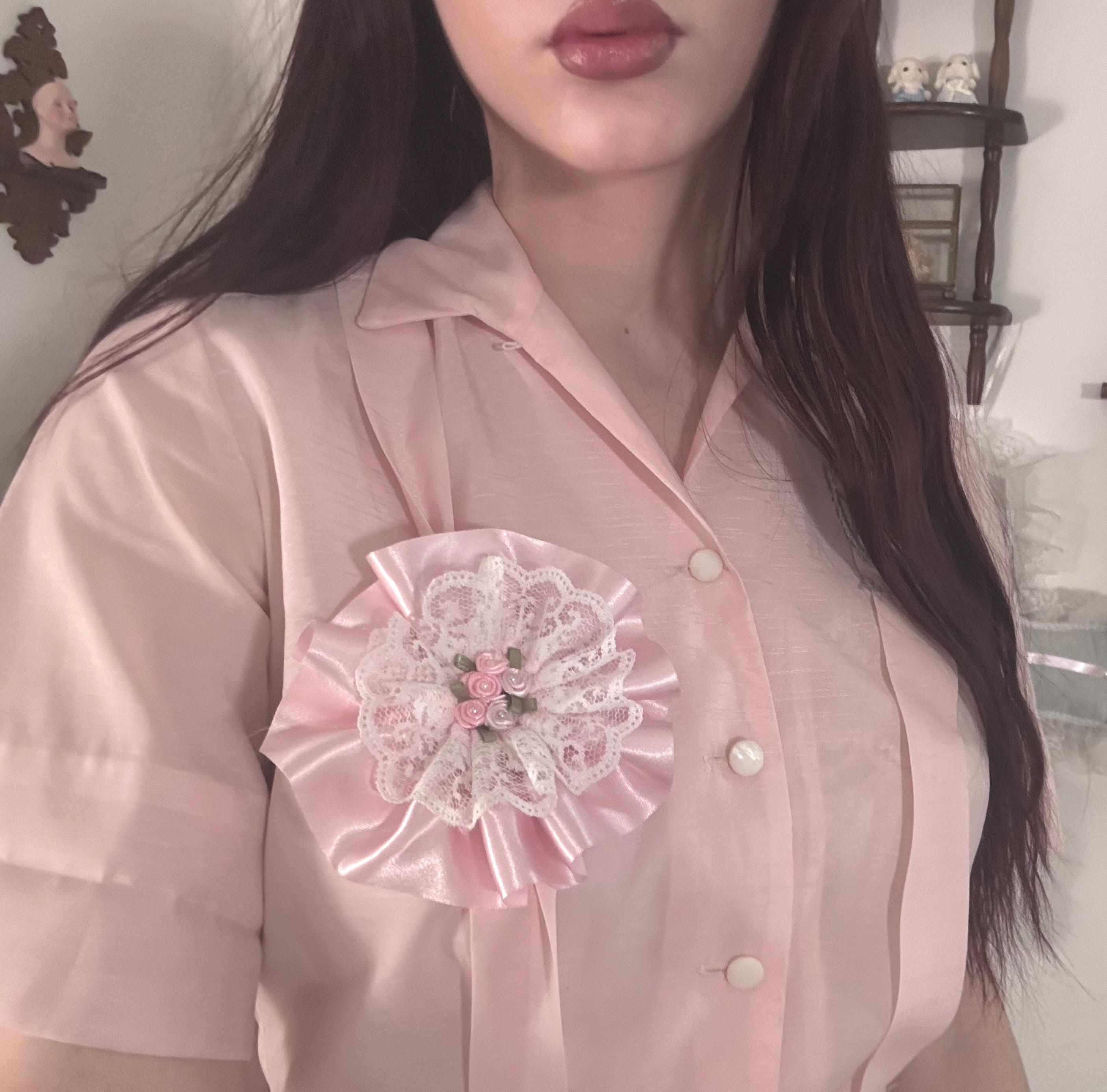 Pink Ribbon & Rosette Brooch/button Badge - Etsy