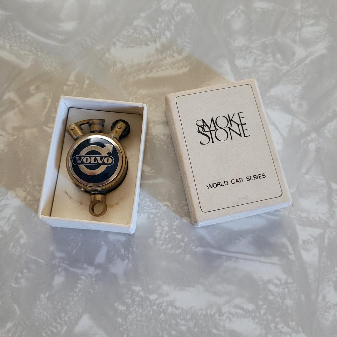 Vintage Smoke Stone Brass Volvo World Car Series Cigarette Lighter ...