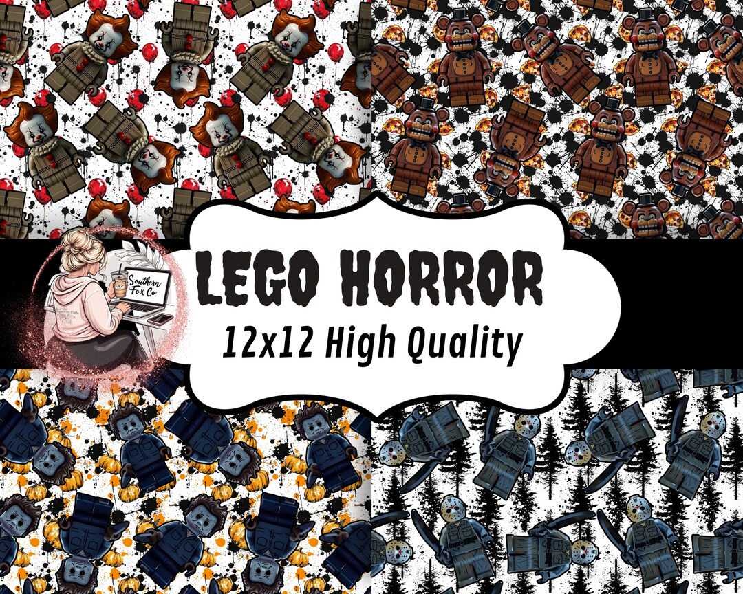 Brick Character Scary Movie Guys Horror Halloween Seamless Digital ...