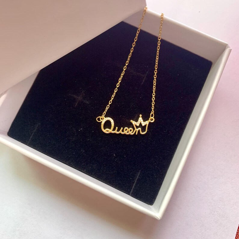 Delicate Gold Queen Necklace, Queen Charm, Minimal Design, Princess ...