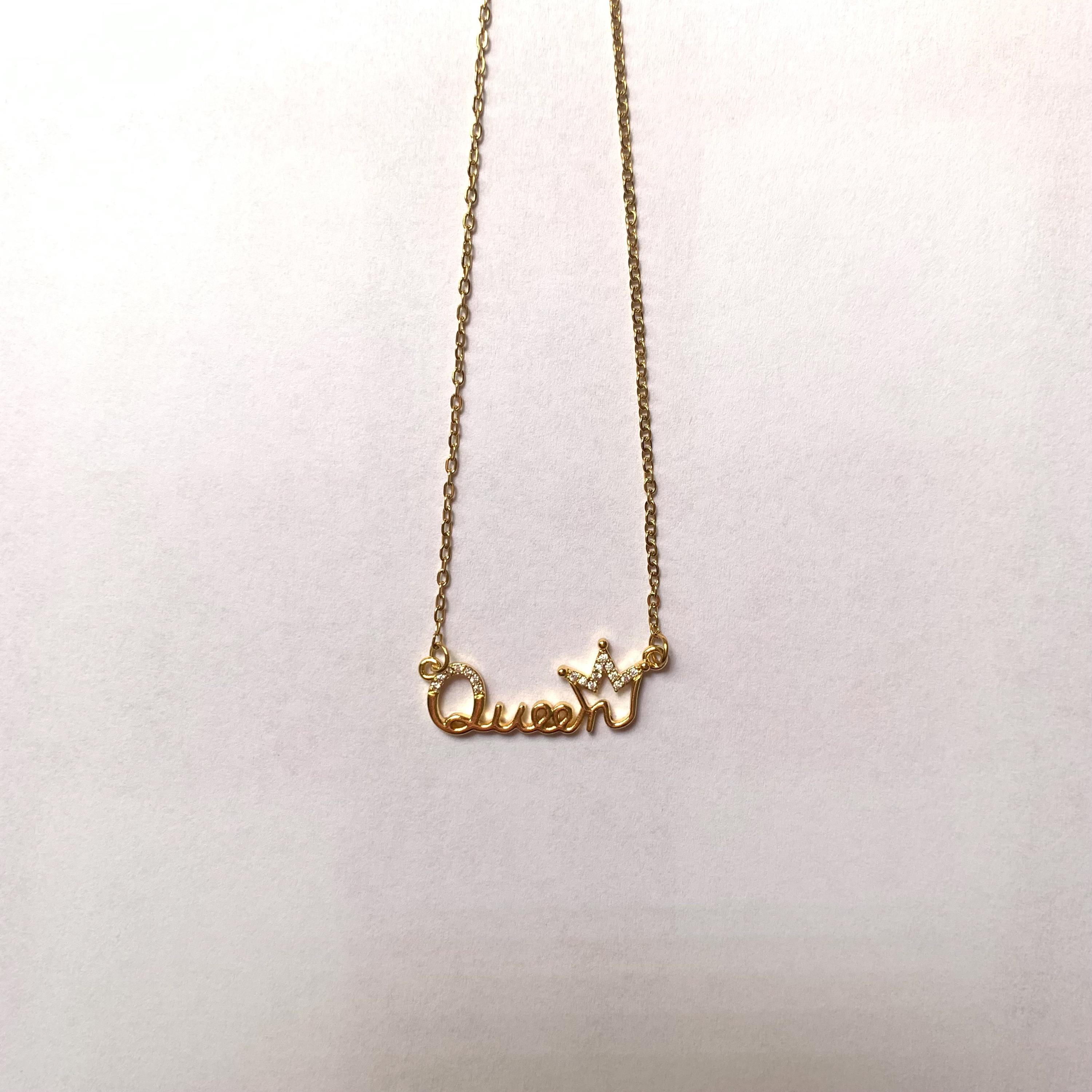 Delicate Gold Queen Necklace, Queen Charm, Minimal Design, Princess ...