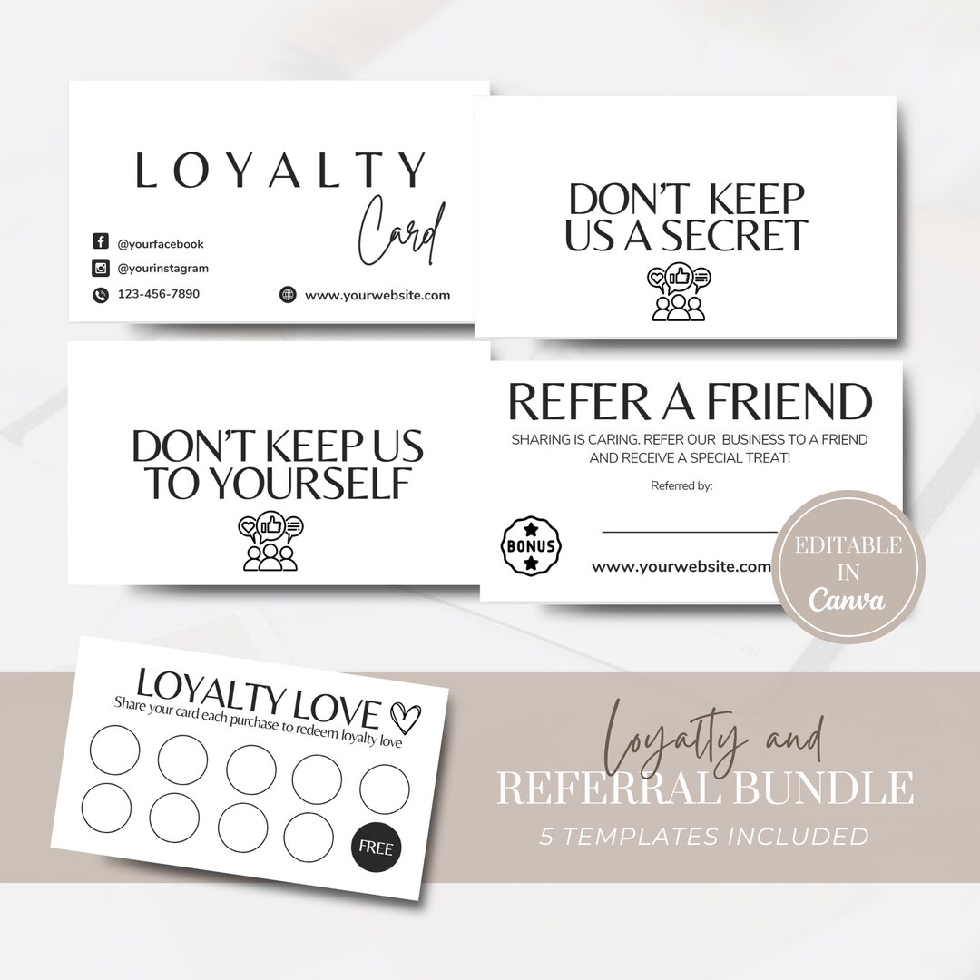 Customizable Loyalty & Referral Card Templates for Bakers | Set of 5 ...