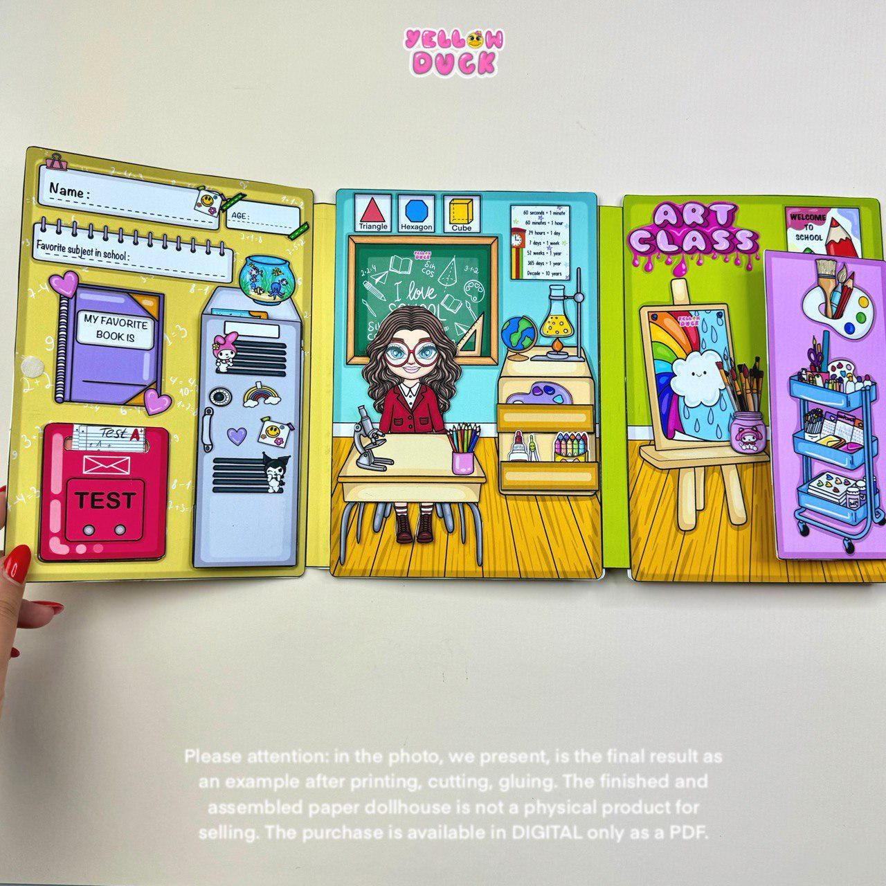 Printable Paper Dollhouse School Kit: DIY Craft, Student Doll (digital ...