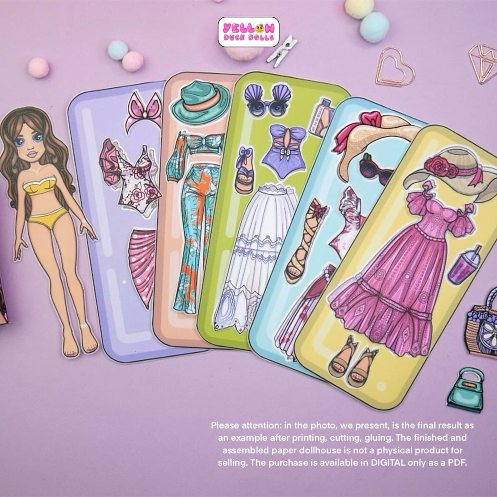 Printable Paper Doll Dress up Kit , Summer Capsule Outfits, Assembling ...