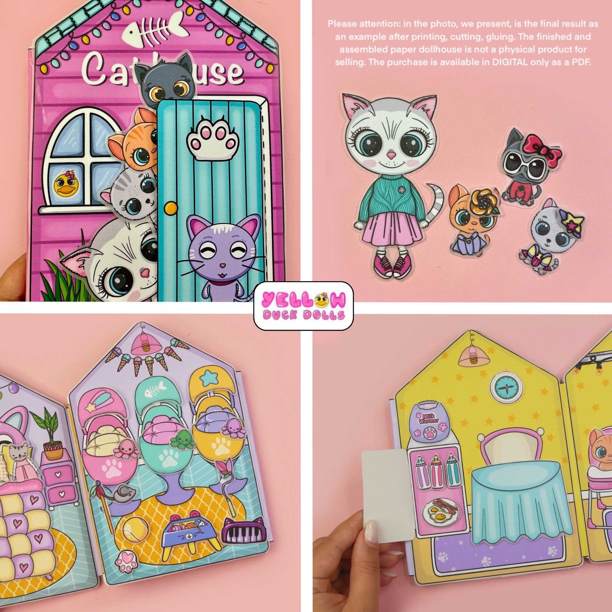 Printable Paper House, Cat Dolls Print & Play Kit, Book-toy for Kids ...