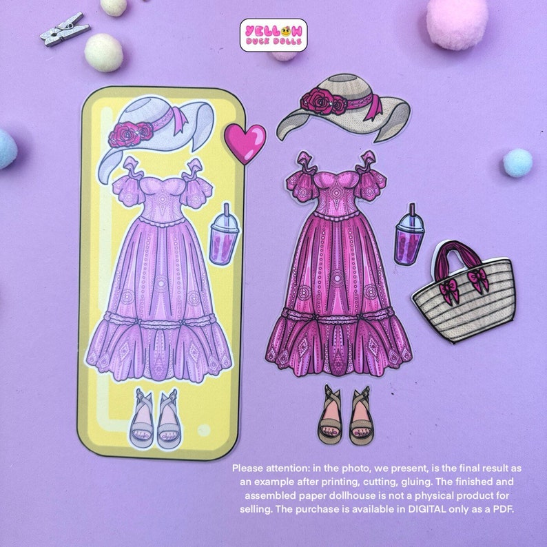 Printable Paper Doll Dress up Kit , Summer Capsule Outfits, Assembling ...