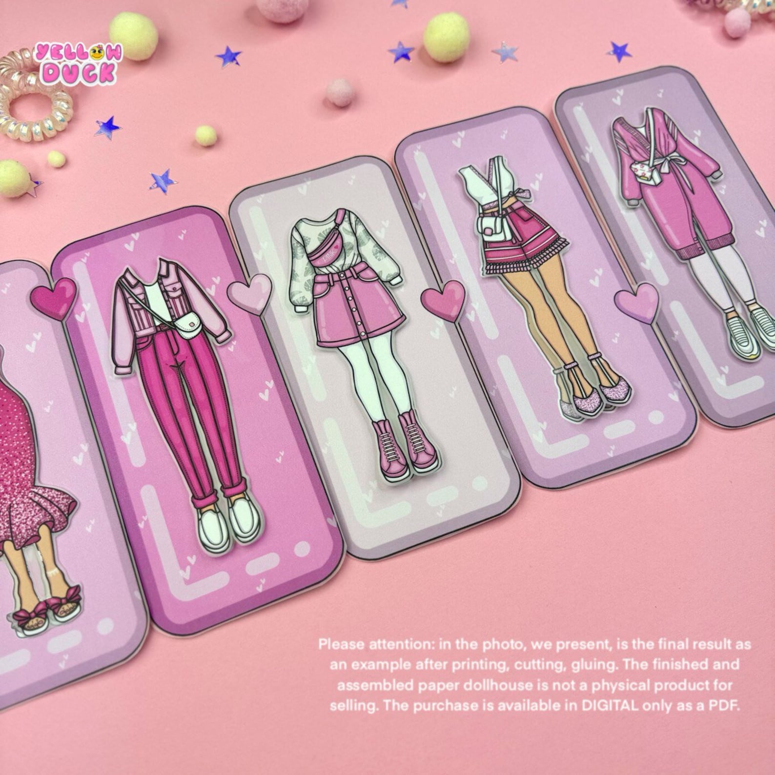 Printable Paper Dolls Dress up Kit, Pink Outfits, Paper Crafts DIY ...