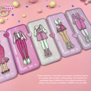 Printable Paper Dolls Dress up Kit, Pink Outfits, Paper Crafts DIY ...