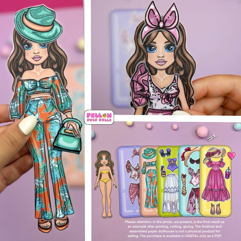 Printable Paper Doll Dress up Kit , Summer Capsule Outfits, Assembling ...