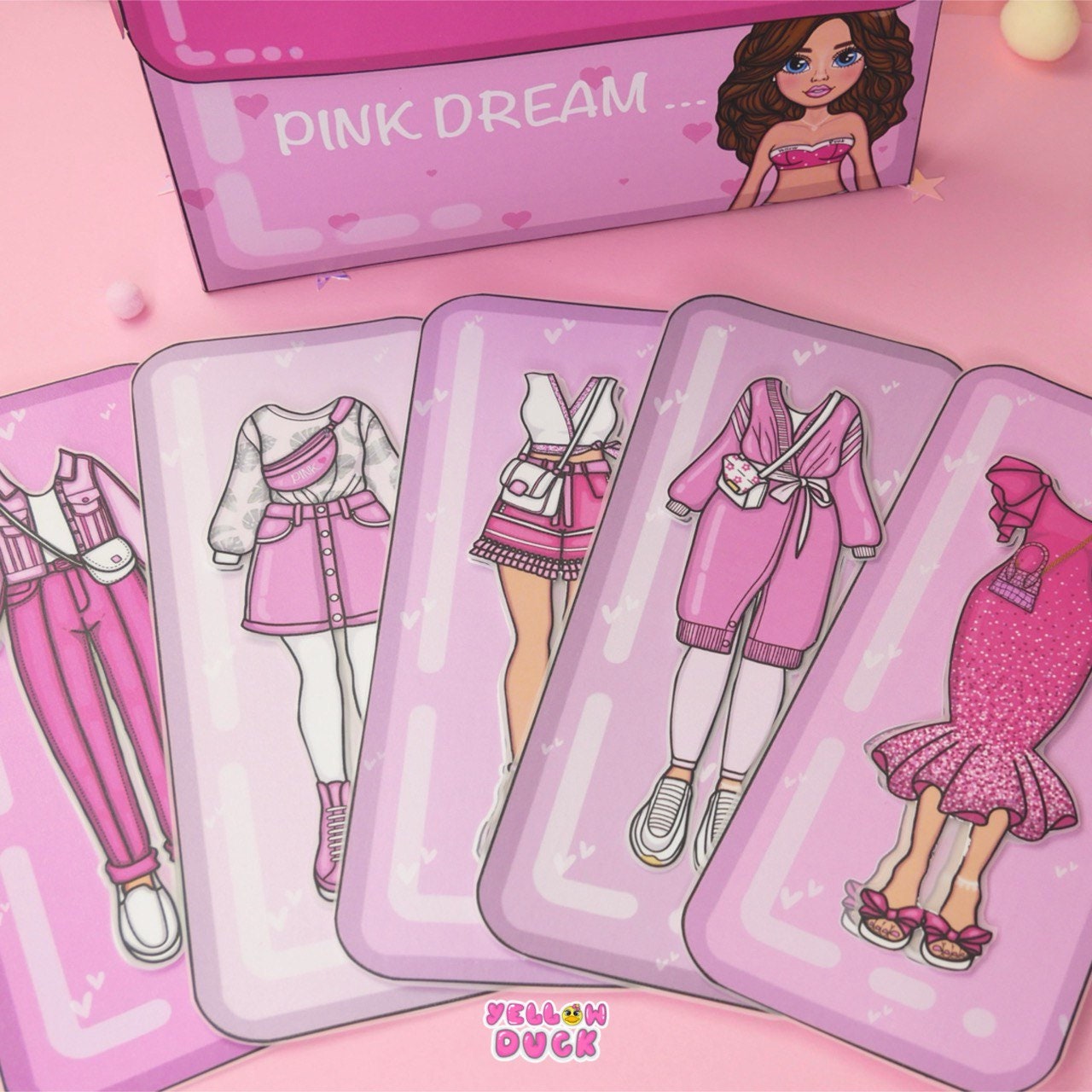 Printable Paper Dolls Dress up Kit, Pink Outfits, Paper Crafts DIY ...