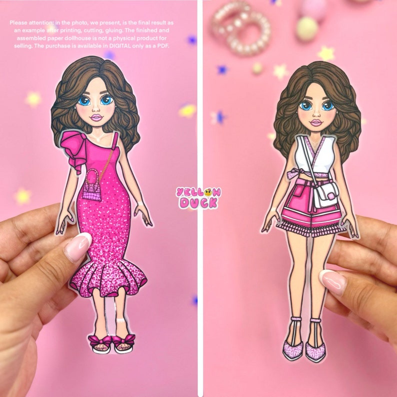 Printable Paper Dolls Dress up Kit, Pink Outfits, Paper Crafts DIY ...