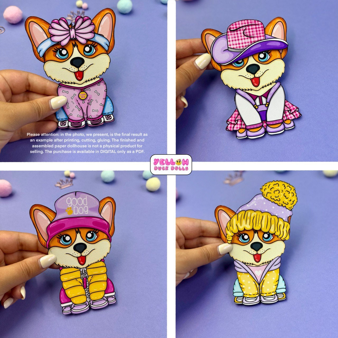 Printable Dogs Dollhouse DIY Papercraft Game Kit for Kids, Activity for ...