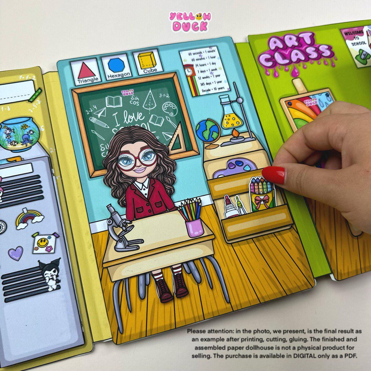 Printable Paper Dollhouse School Kit: DIY Craft, Student Doll (digital ...