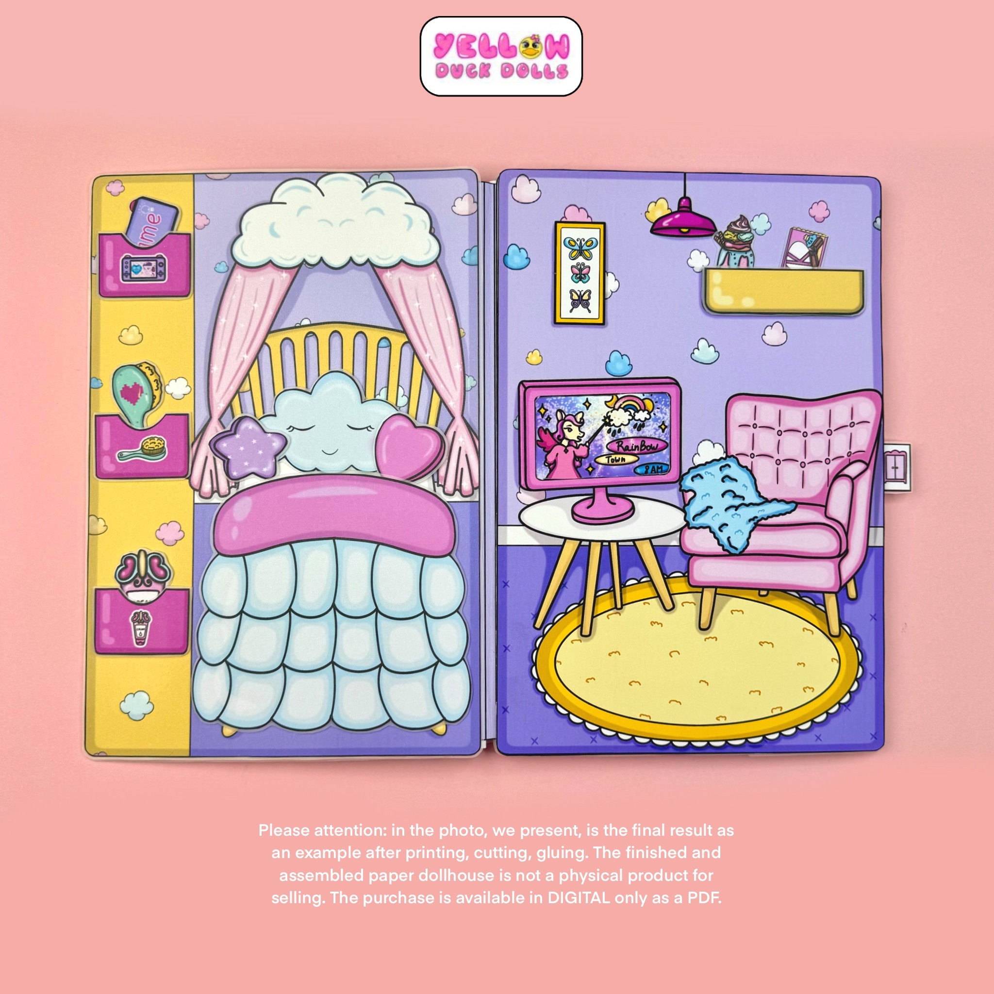 Printable Unicorn Paper Dollhouse Kit (PDF) | Quiet Book Template ...