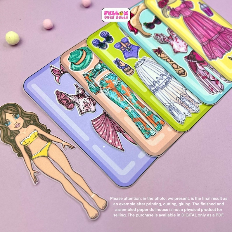 Printable Paper Doll Dress up Kit , Summer Capsule Outfits, Assembling Crafts , Toy for Kids ...