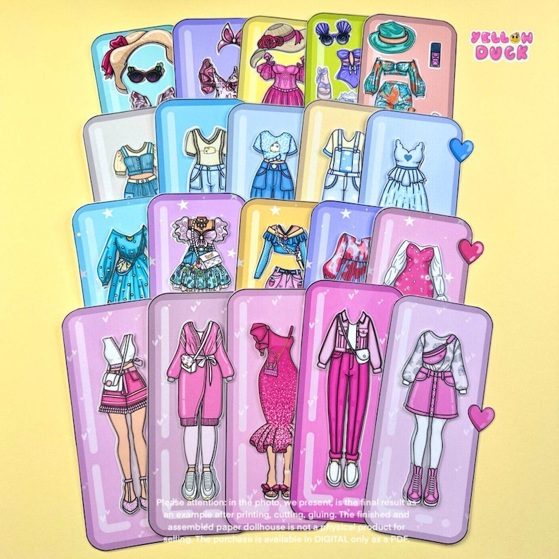 Printable 4 Paper Dolls Dress up Kit , 20 Outfits , Paper Crafts DIY ...