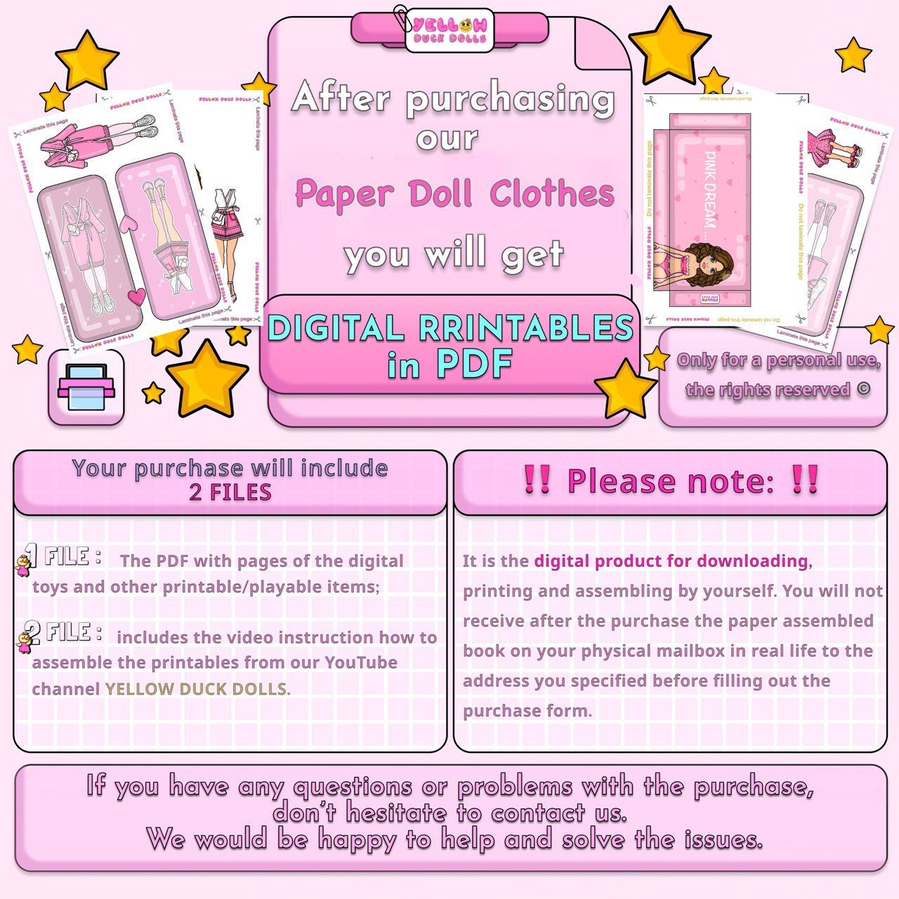 Printable Paper Dolls Dress up Kit, Pink Outfits, Paper Crafts DIY ...