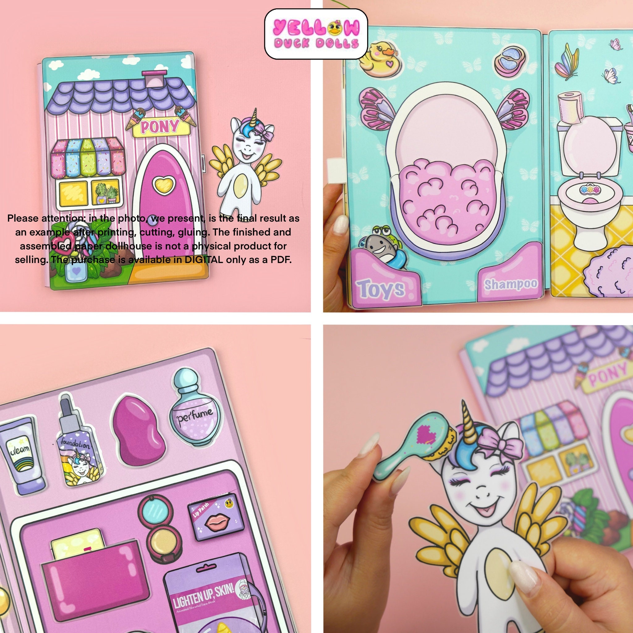 Printable Paper House, Unicorn Doll Print & Play Kit, Book-toy for Kids ...