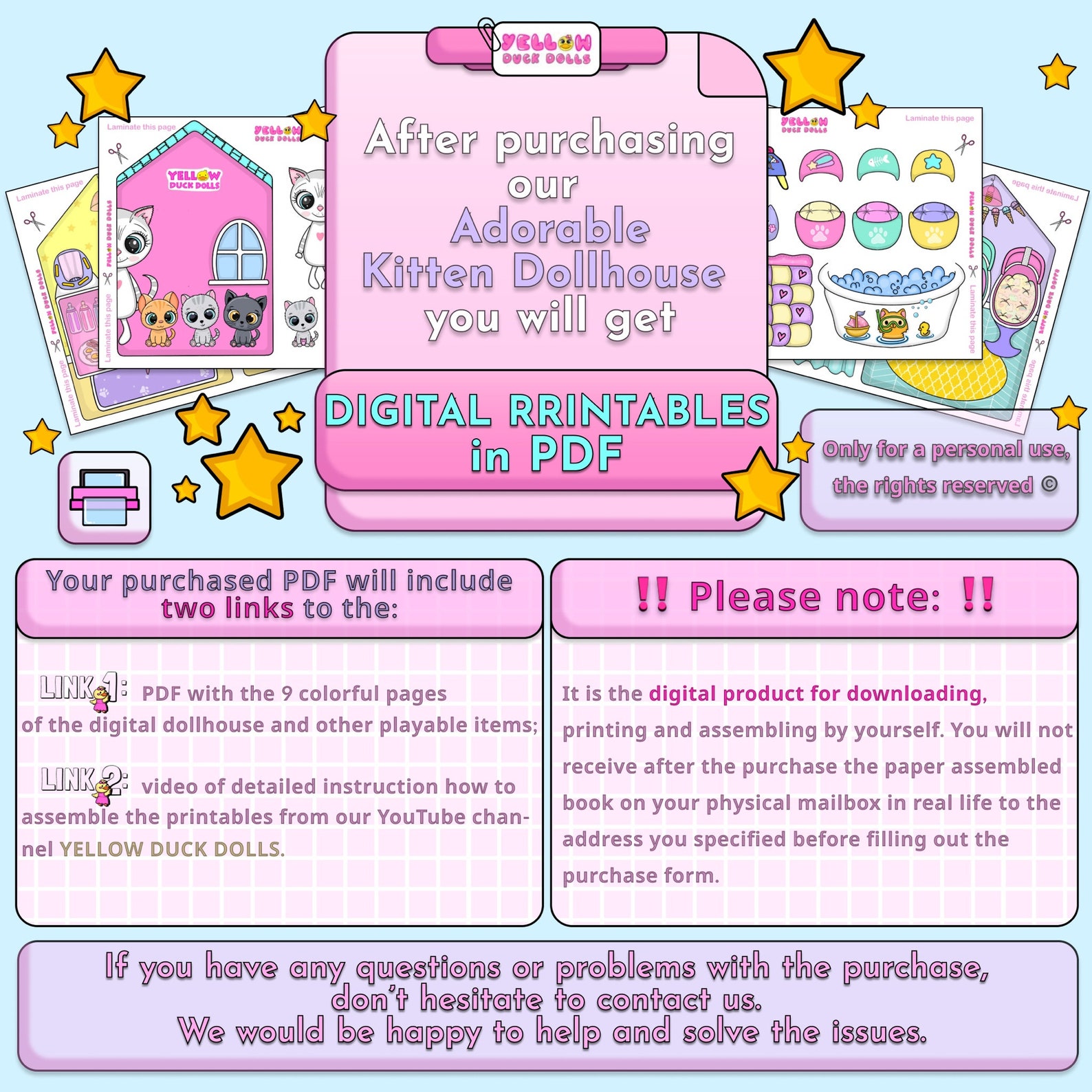 Printable Paper Cat House & Dolls: DIY Kids Activity (digital Download ...