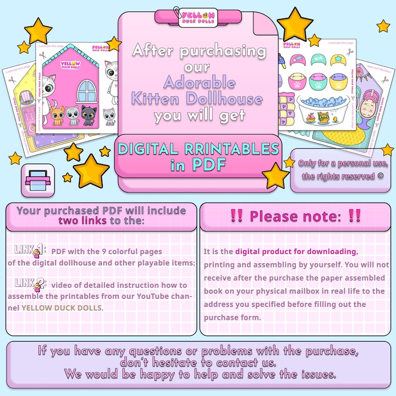 Printable Paper Cat House & Dolls: DIY Kids Activity (digital Download ...