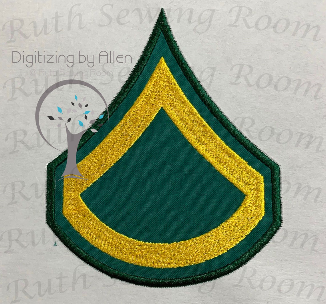 Army Private First Class Rank Applique Embroidery Design This | Etsy