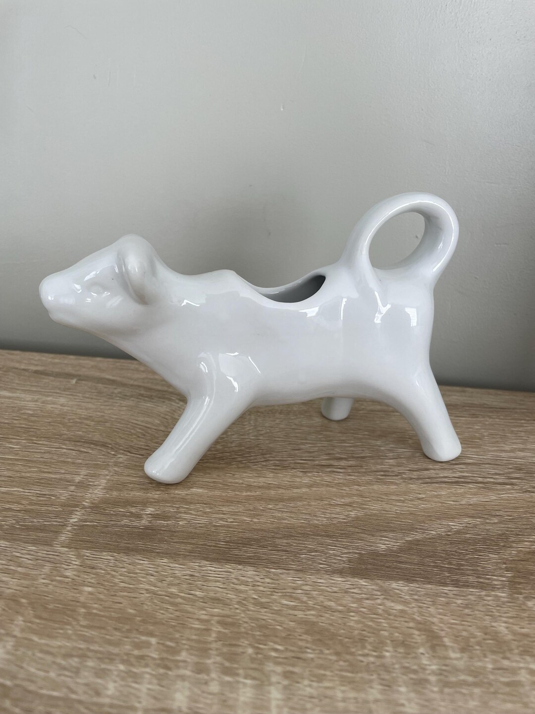 Vintage Cow Calf Shaped Milk Server, Small White Porcelain Milk Jug ...