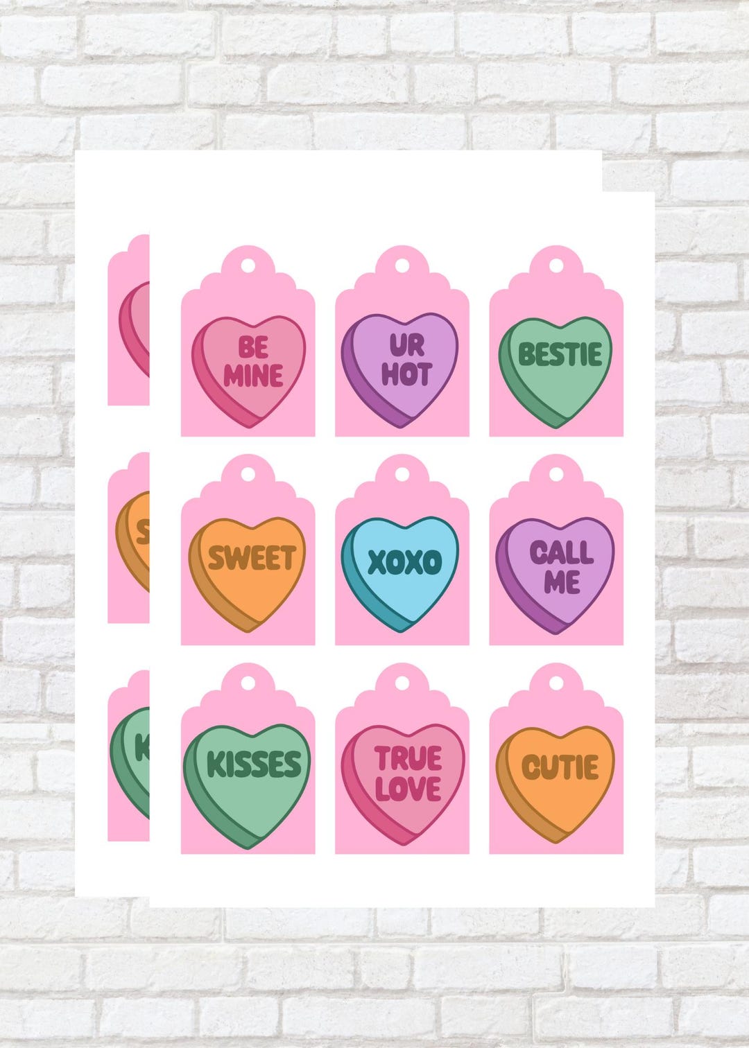 Conversation Hearts Printable Tags, School Valentine Tags, Printable ...