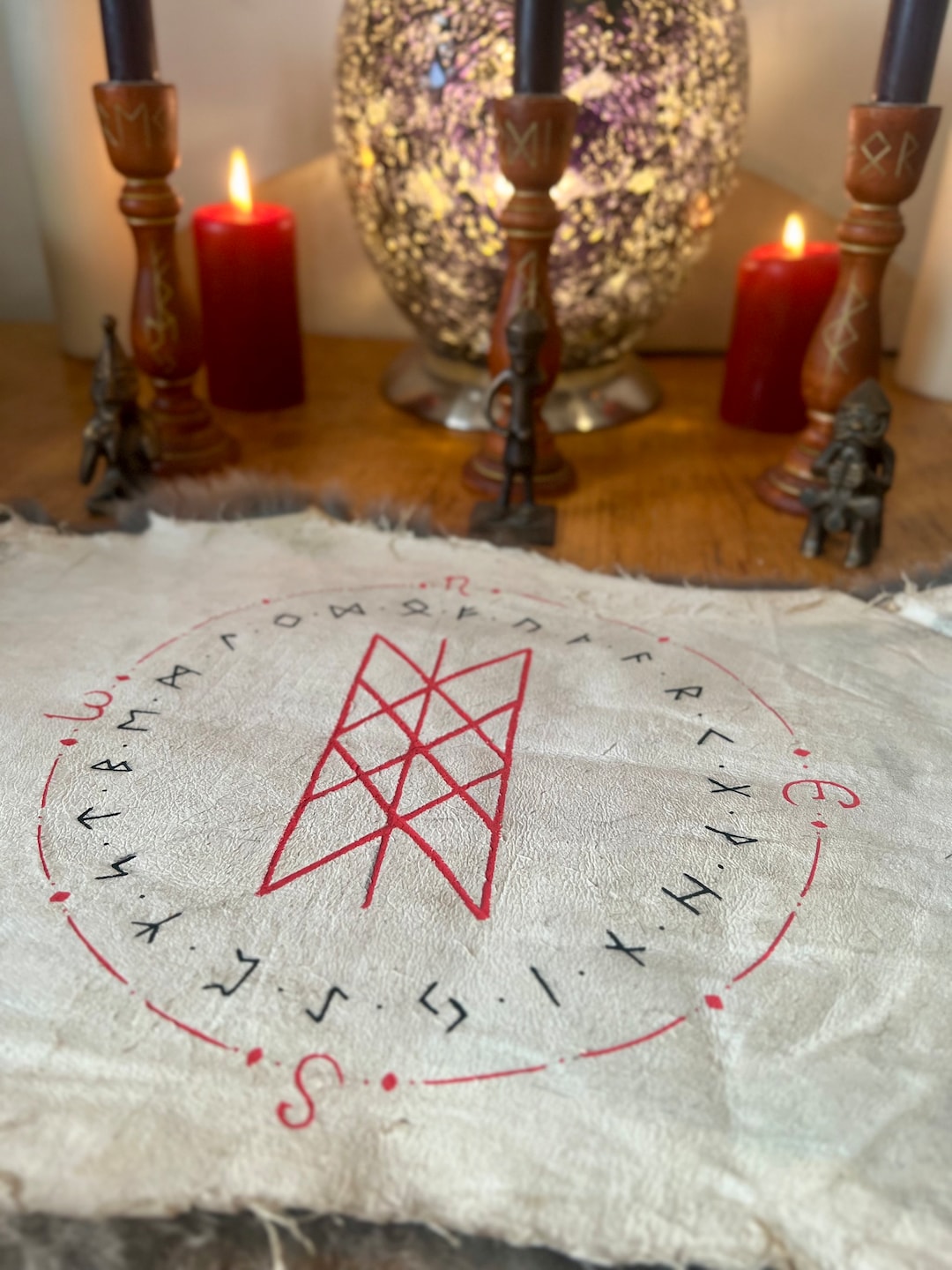 Runic Rabbit Hide | Rabbit Hide Altar Cloth | Viking Gift - Etsy