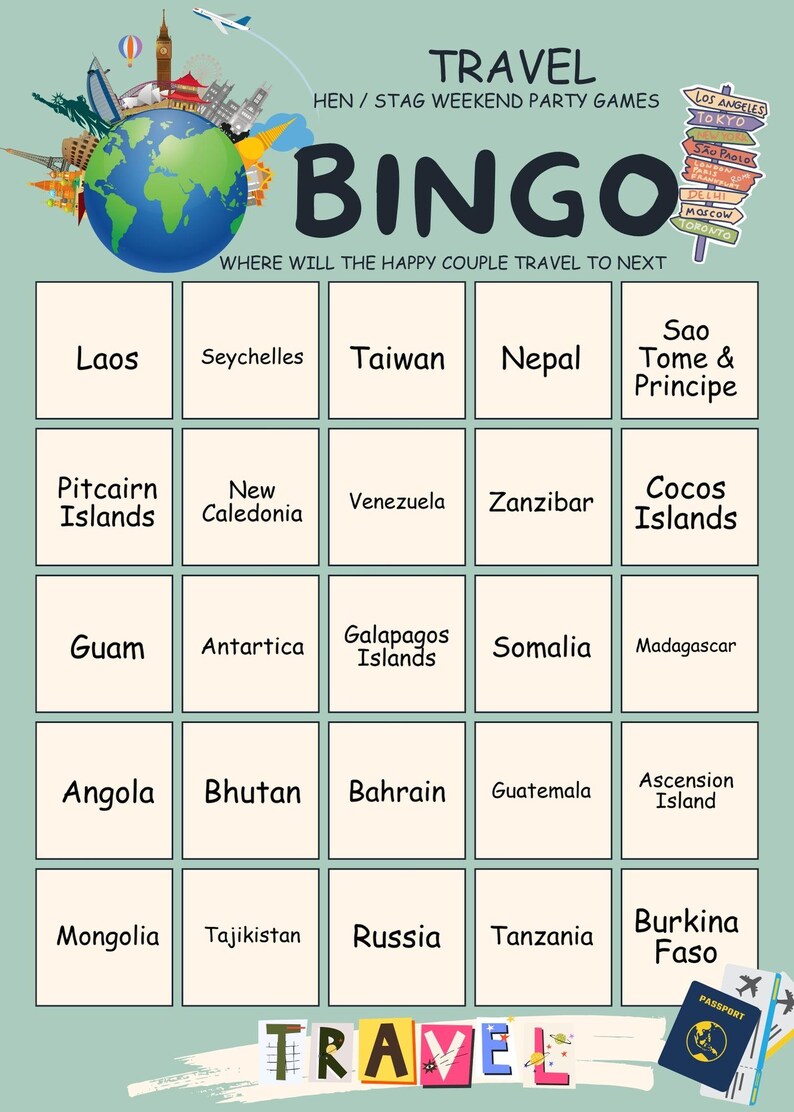BINGO - Travel Theme - Etsy