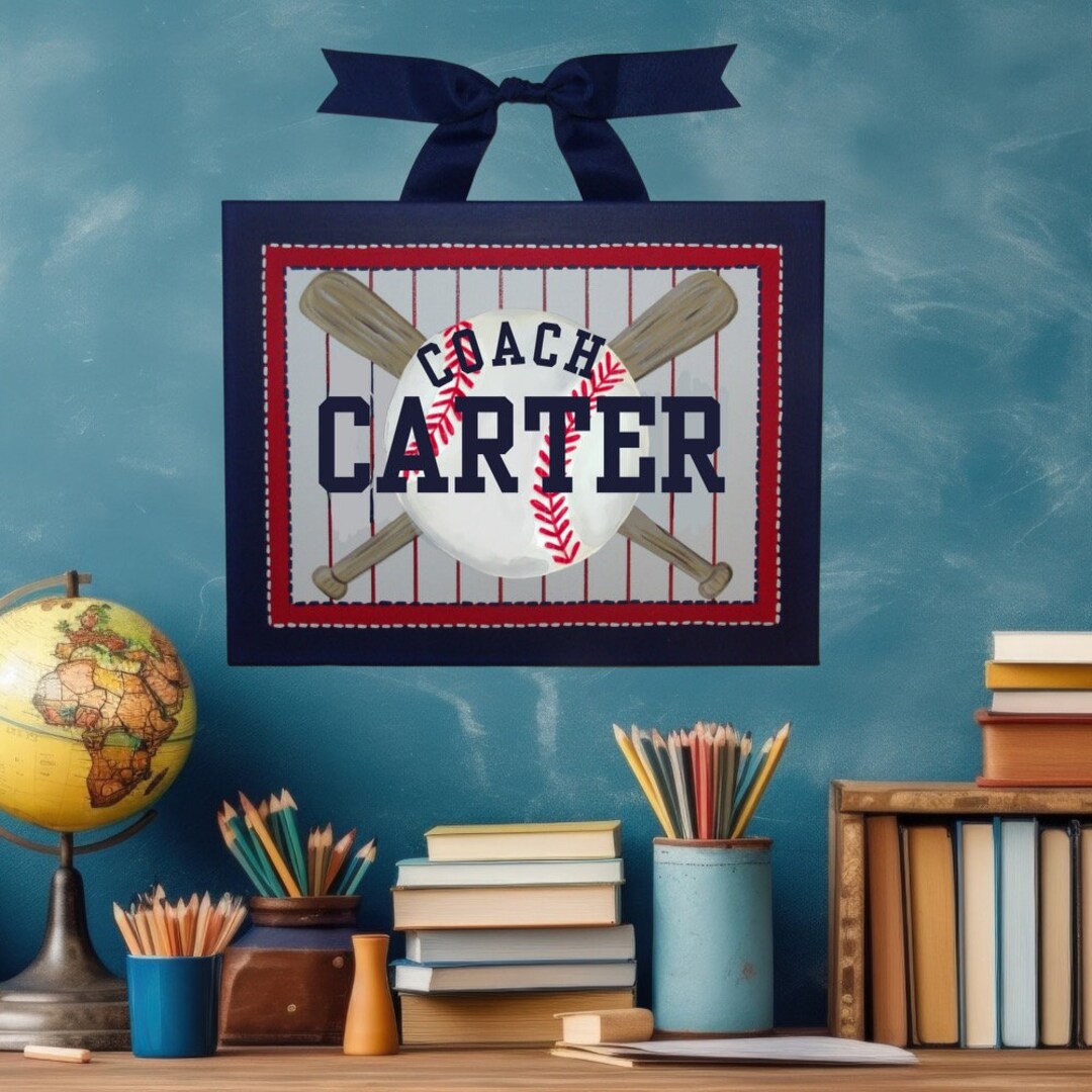 Personalized Baseball Coach Name Sign Teacher Name Sign Baseball Coach ...