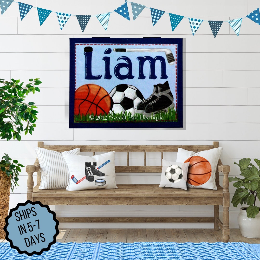 Custom Sports Name Sign, Personalized Boys Room Decor, Sports Decor ...