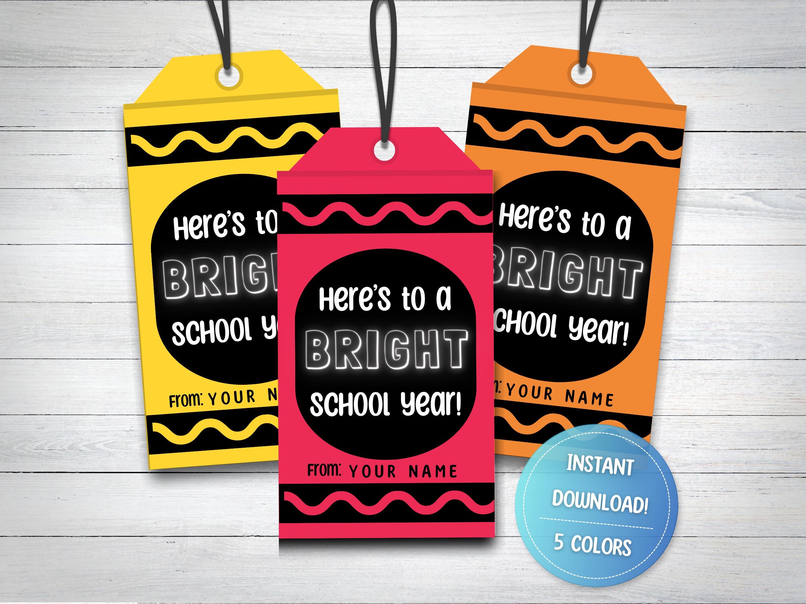 Back to School Tag Printable First Day of School Crayon Gift Tag ...