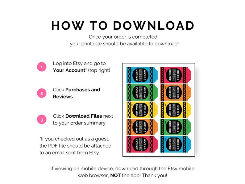 Back to School Tag Printable First Day of School Crayon Gift Tag ...