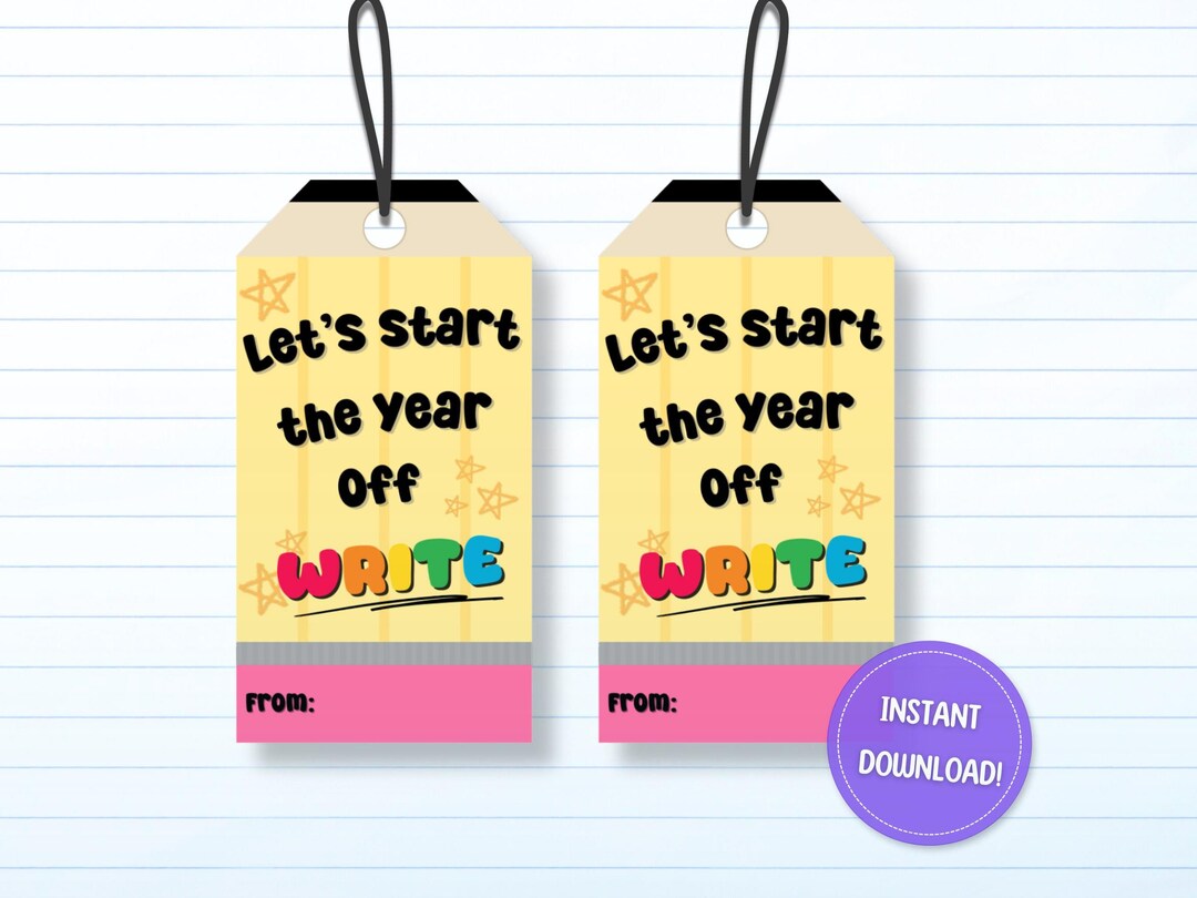 Back to School Pencil Tag Printable First Day of School Pencil Gift Tag ...