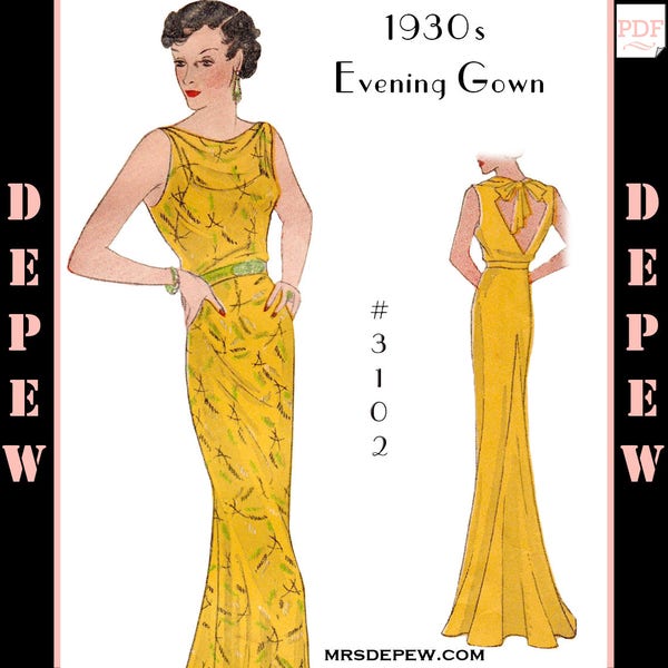 1930s Evening Gown Pattern - Etsy