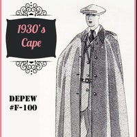 1940s Vintage Sewing Pattern Hooded Cape / Day or Evening Style ...