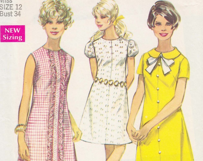 1960s Vintage Sewing Pattern Ladies' A-line Dress Simplicity 8189 34 ...