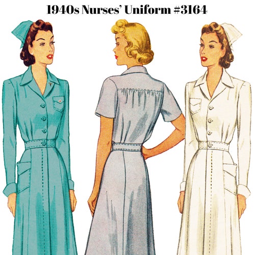 Vintage Sewing Pattern 1940s Nurses' Uniform Shirtwaist - Etsy