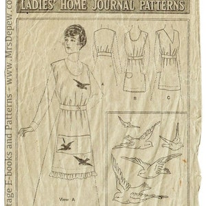 Vintage Sewing Pattern Very Rare 1900s Fudge Apron With Bird Embroidery ...