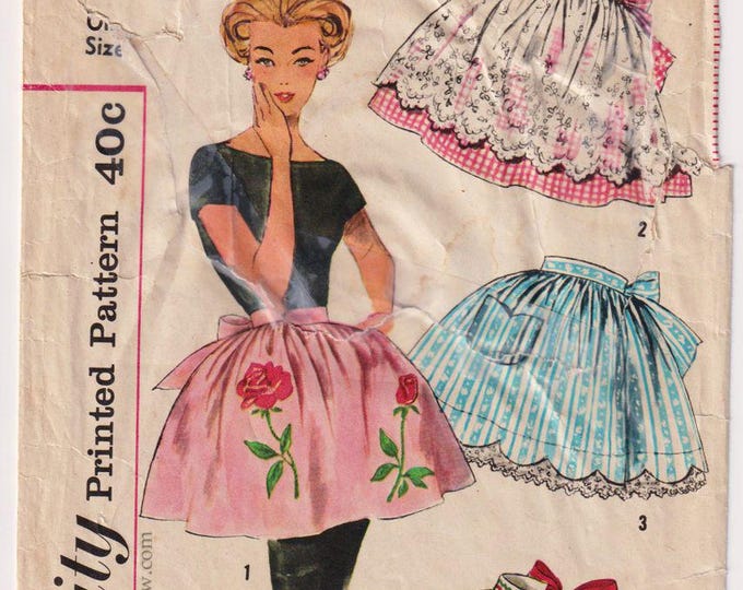 1960 Aprons Christmas Hostess Half Apron 1960s Vintage Sewing Pattern ...