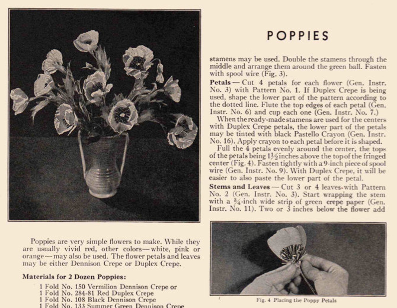 Vintage Craft Book How to Make Crepe Paper Flowers E-book How-to With ...