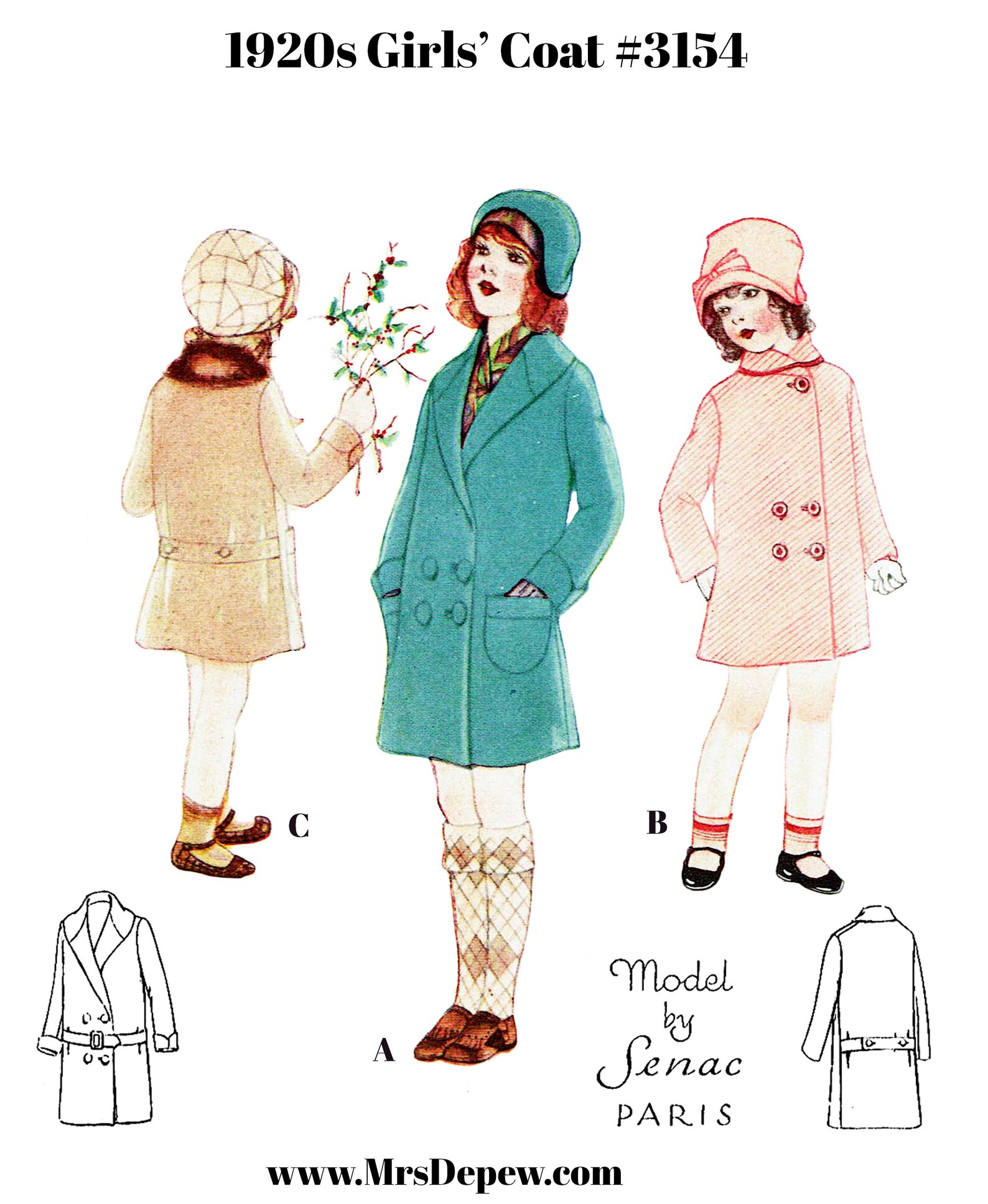 1920S Vintage Sewing Pattern Rare Designer Girl's Coat | Etsy