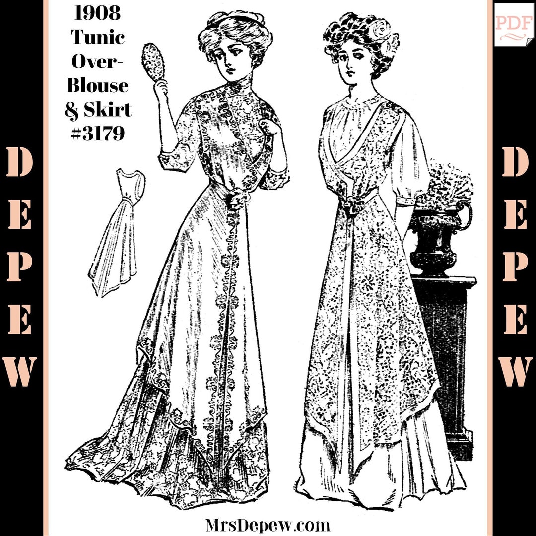 1908 Vintage Sewing Pattern 1900s Ladies' Tunic Over-blouse #3179 ...