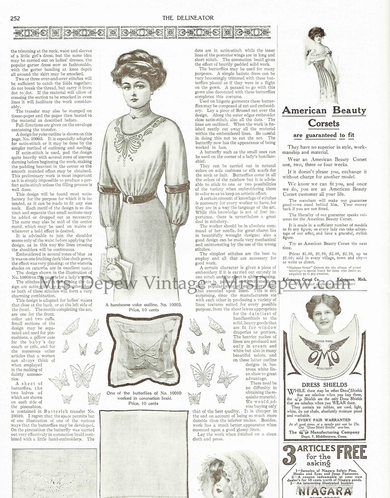 Vintage March 1910 Edwardian Delineator Magazine With Corset ...