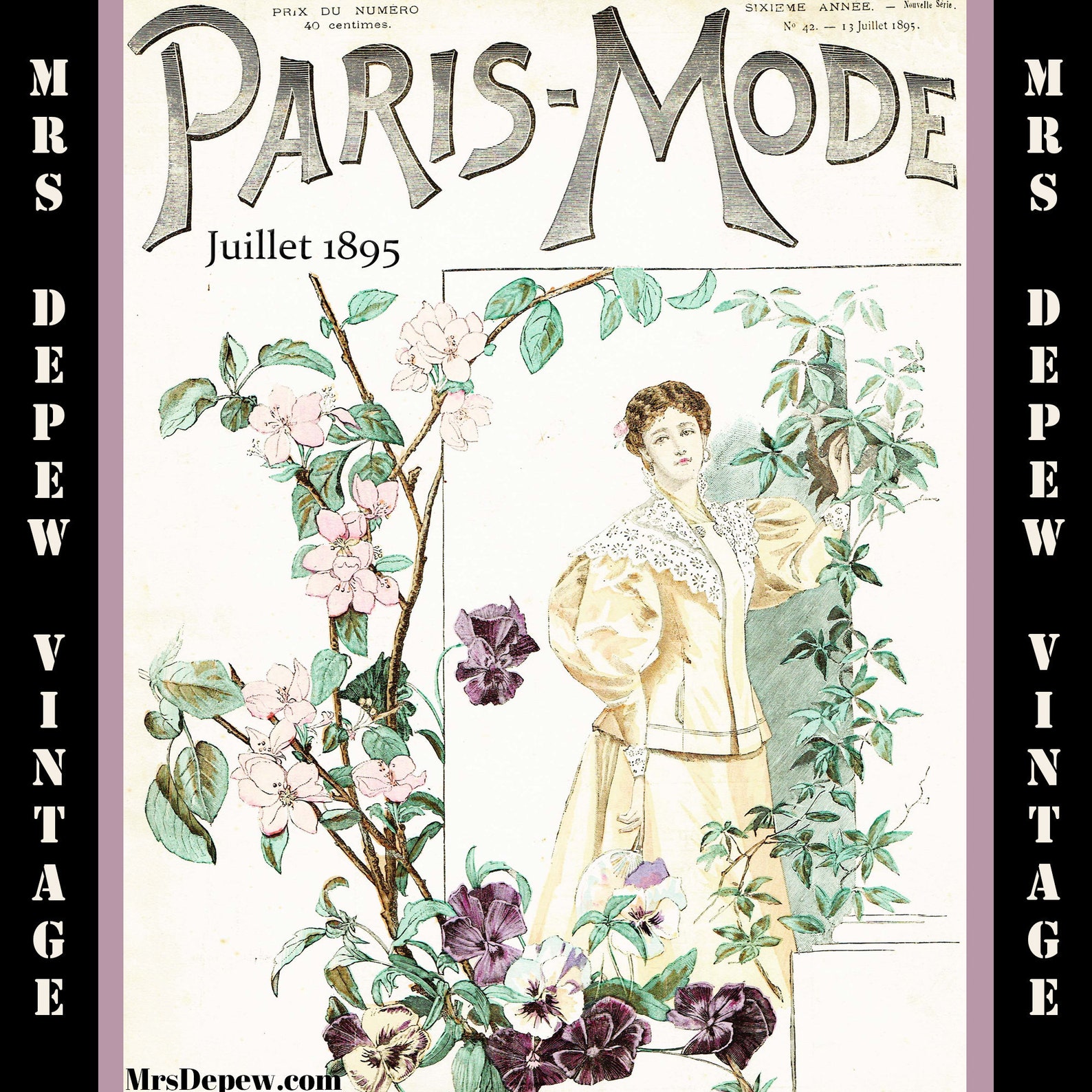 1890s Antique French Magazine Paris Mode July 1895 Fashion and Sewing E ...