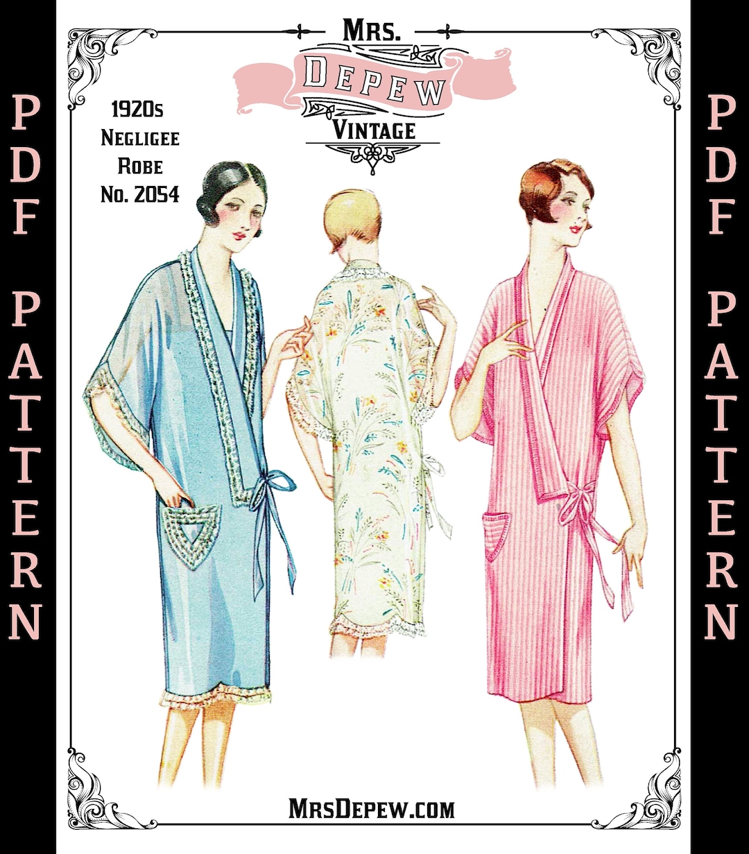 Vintage Sewing Pattern 1920s Negligee Robe 34-364 Inch Bust Sizes Depew ...