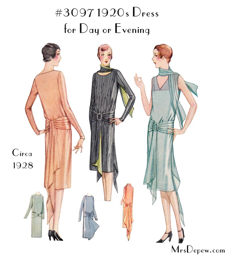 Vintage Sewing Pattern Ladies' 1920s Day or Evening Dress | Etsy