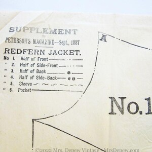 RARE September 1887 Victorian Designer Redfern Jacket Sewing Pattern ...